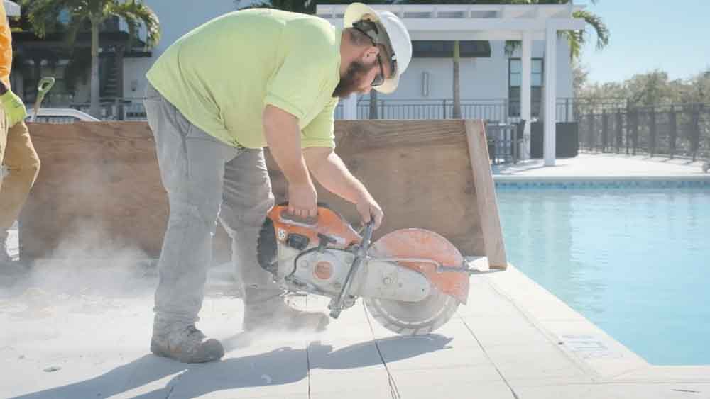 Demolishing JUST THE DECK of a Commercial Pool - AAA Service Company